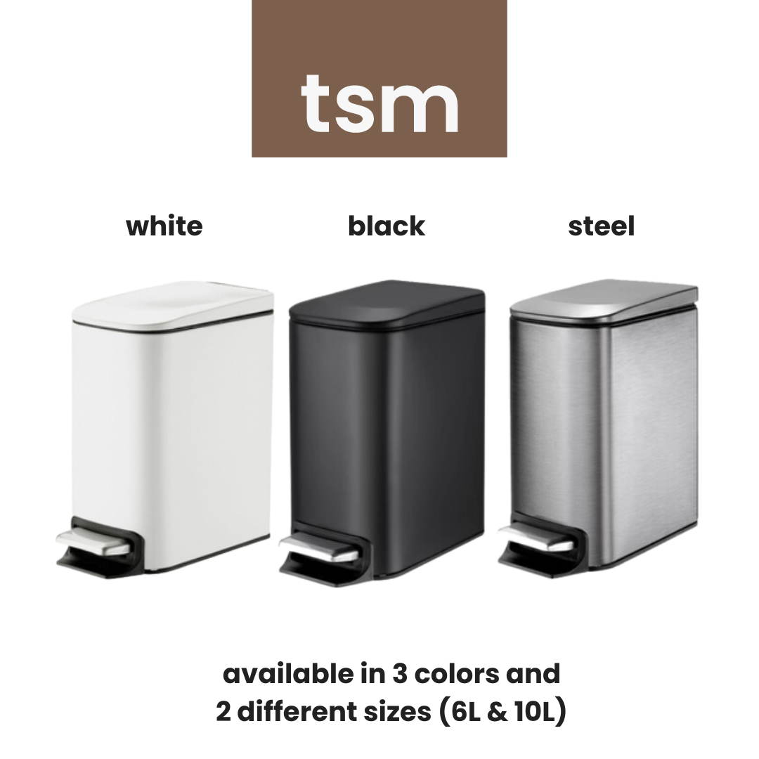 TSM 6L 10L Stainless Steel Soft Closing Trash Can with Foot Pedal ...