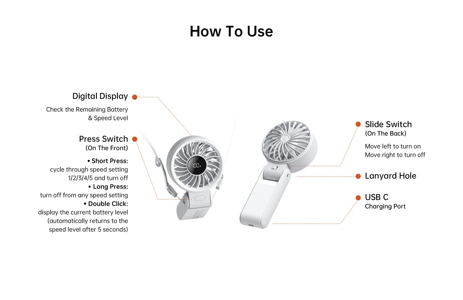 JISULIFE Handheld Fan Life7 Portable Mini Foldable Fans with LED ...