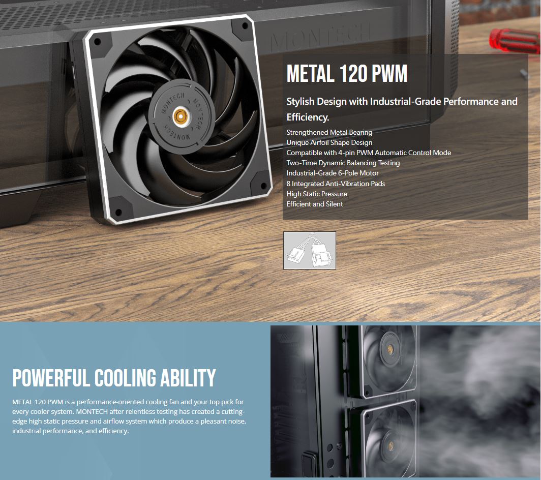 MONTECH METAL 120 / AX120 ARGB / RX120 REVERSE ARGB PWM 120mm SINGLE ...