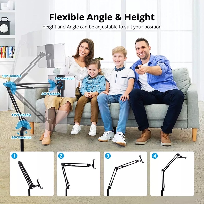Floor Tablet Phone Stand Holder Support 12.9 Lounger Bed Mount 175cm ...