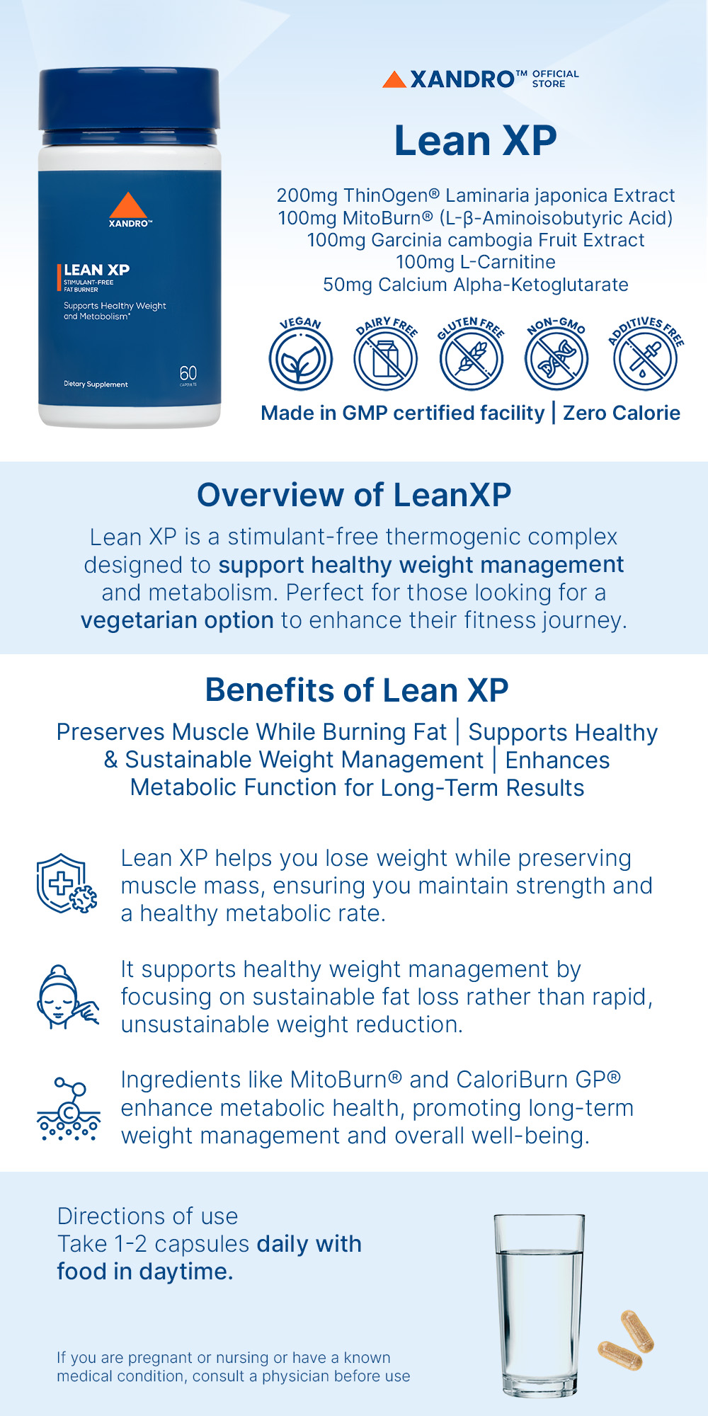 Xandro Lab Lean XP, 60 Capsules | Support Fat Burn & Weight Goals ...