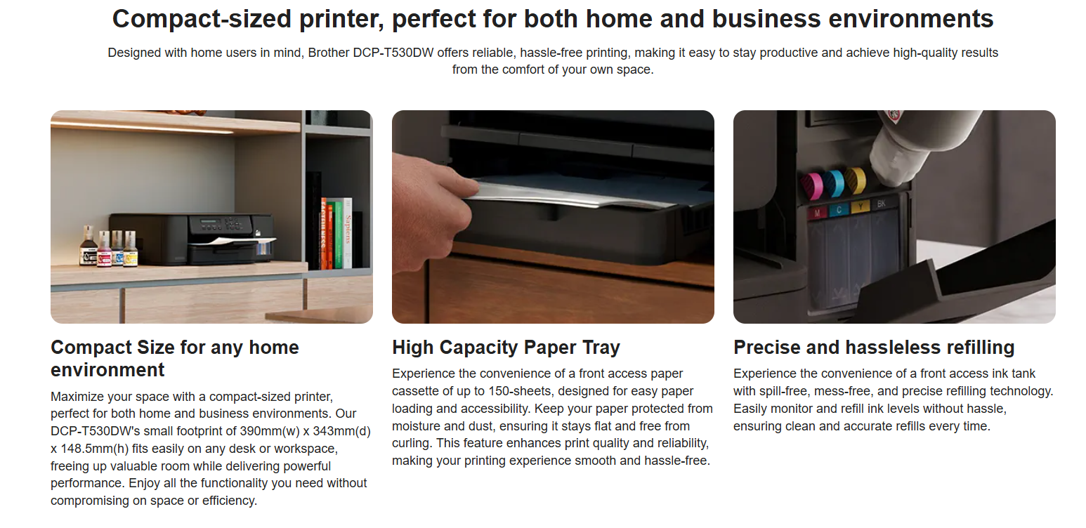 Brother DCP-T530DW T530DW T530 Wireless Ink Tank Printer Compact sized ...