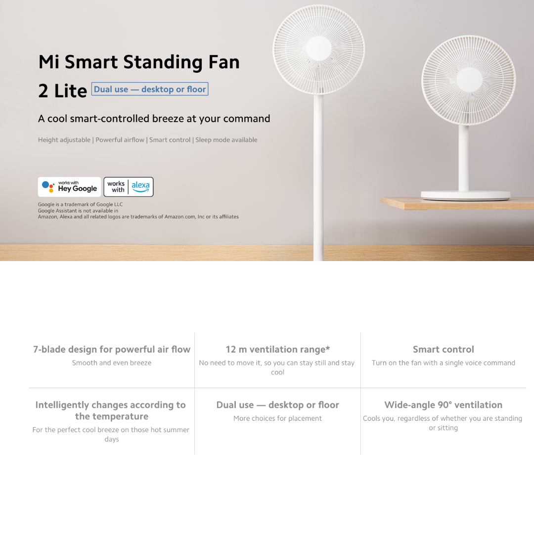 Xiaomi Mi Fan 2 Lite | Dual height | Smart Controls | Shopee Singapore