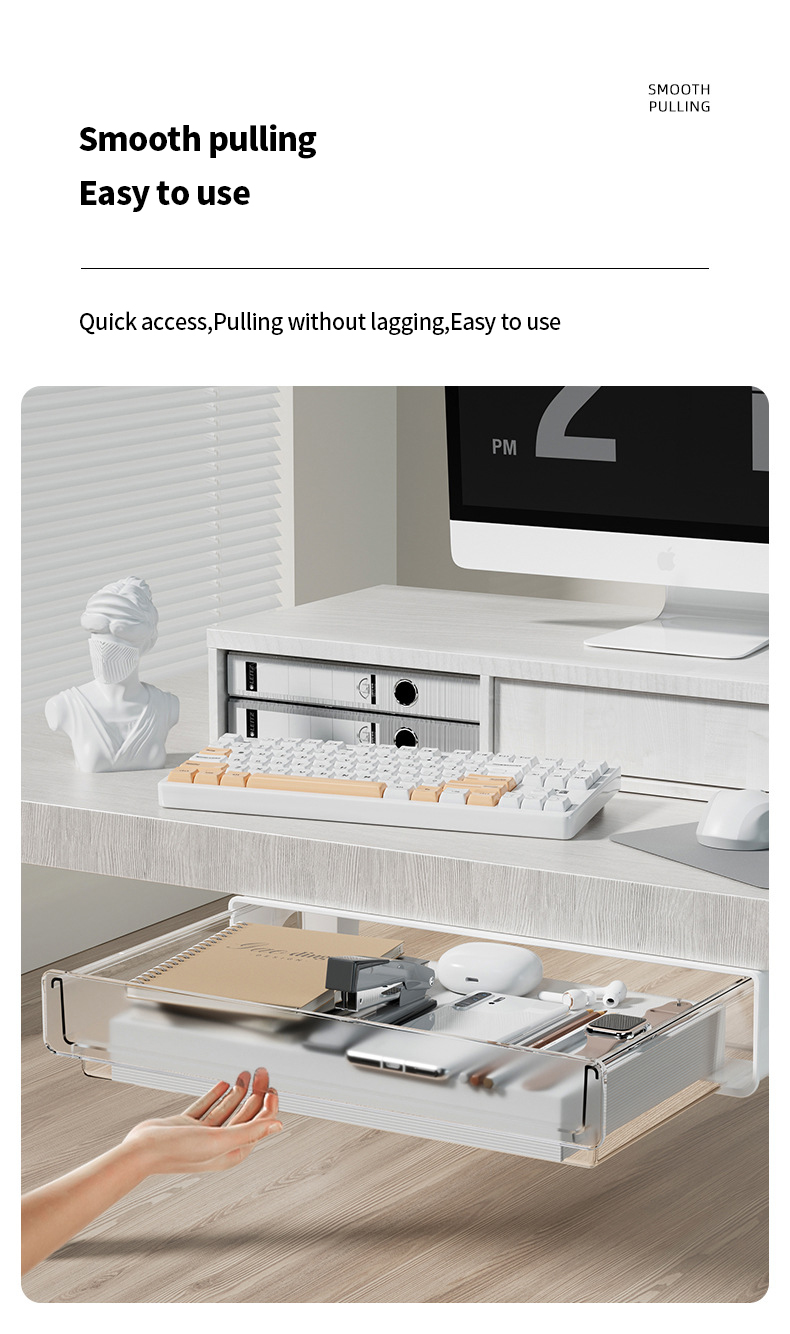 (HOME+) Drawer Style Storage Box Under Desk Large Capacity Office Desk ...