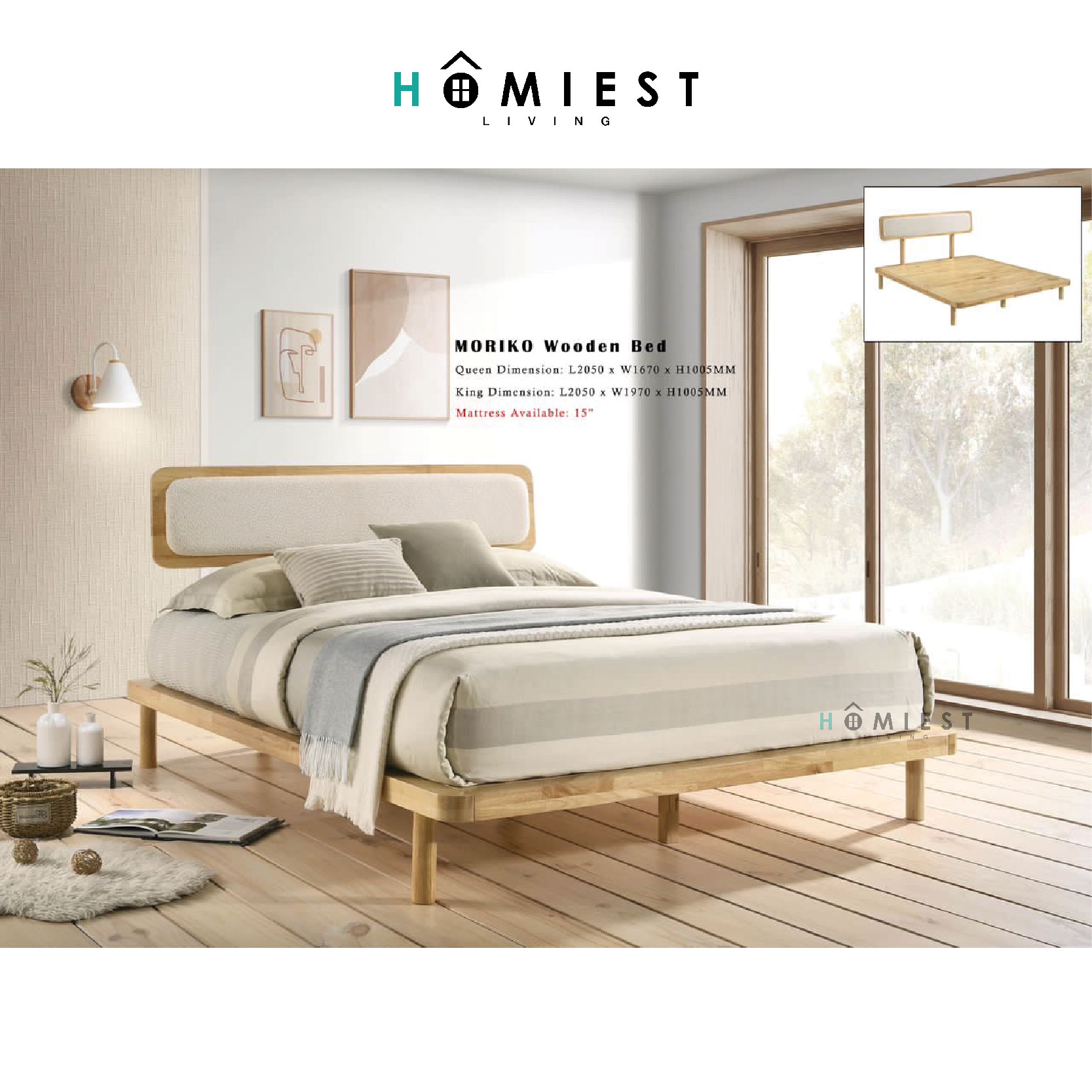 [HOMIEST] Muji Style Full Solid Rubber Wood Bed Frame in Queen/King ...
