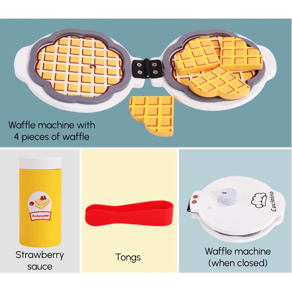 [SG Stock] Wooden Waffle Maker Kitchen Toy Pretend Play Cooking Toys ...
