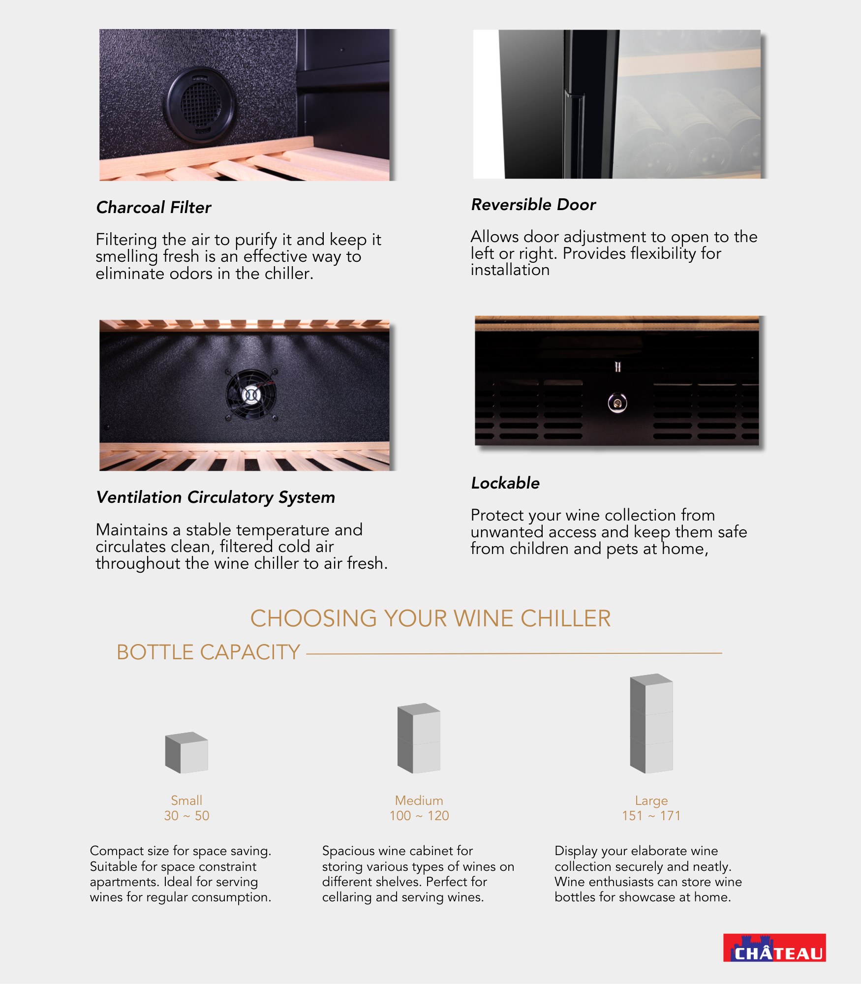 CHATEAU 50/120 Bottles Wine Chiller | CW 50TH SNS | CW 100TH SNS ...