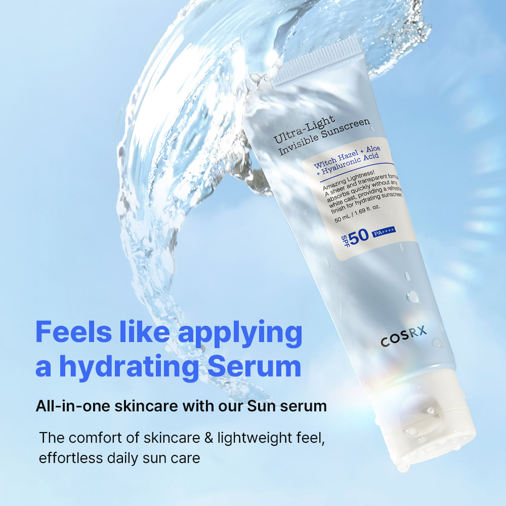 [COSRX] NEW, Ultra Light Invisible Sunscreen SPF 50 PA++++ (50ml / 1.69 fl.oz), Sun Serum, Aloe ...