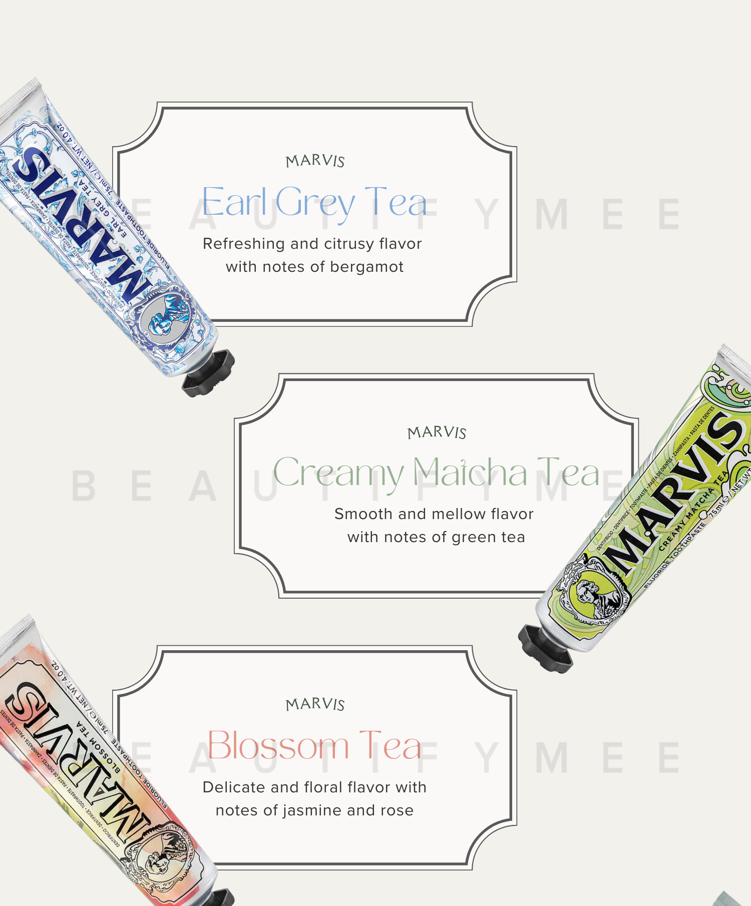 Marvis Toothpaste Collection (Blossom Tea, Classic Strong Mint, Creamy ...