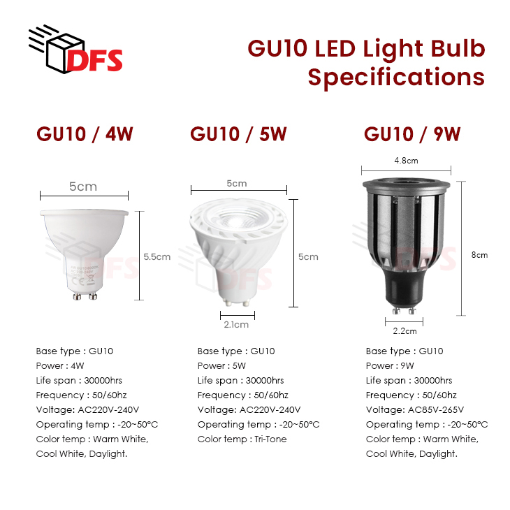 DFS LED LIGHT GU10 Bulb Tri-Tone 4W 5W 9W [Spotlight Track Light ...