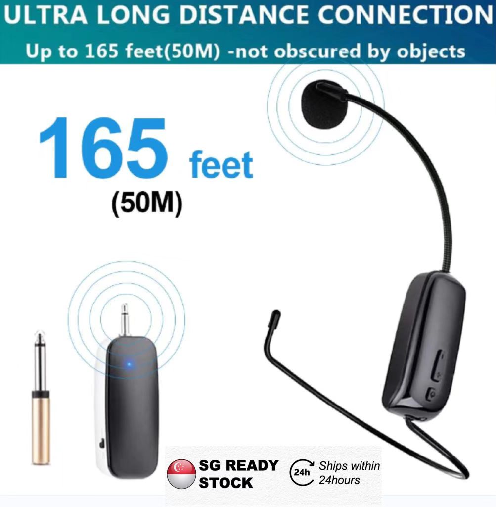 2 in 1 Handheld Wireless Microphone Professional Head-Wear Mic Voice ...