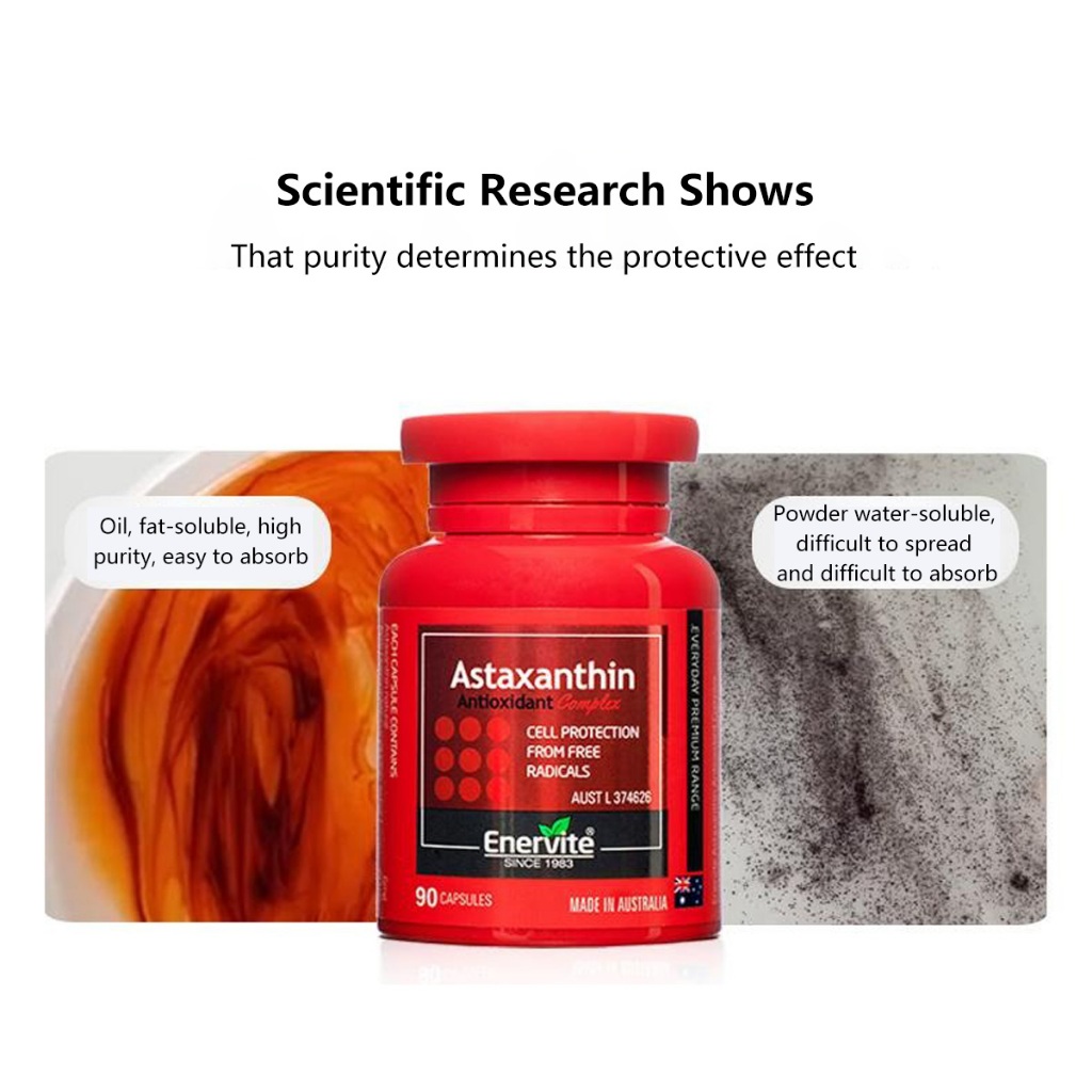 Enervite Astaxanthin Antioxidant Complex 90 Capsules 虾青素胶囊 [Baebear.sg ...