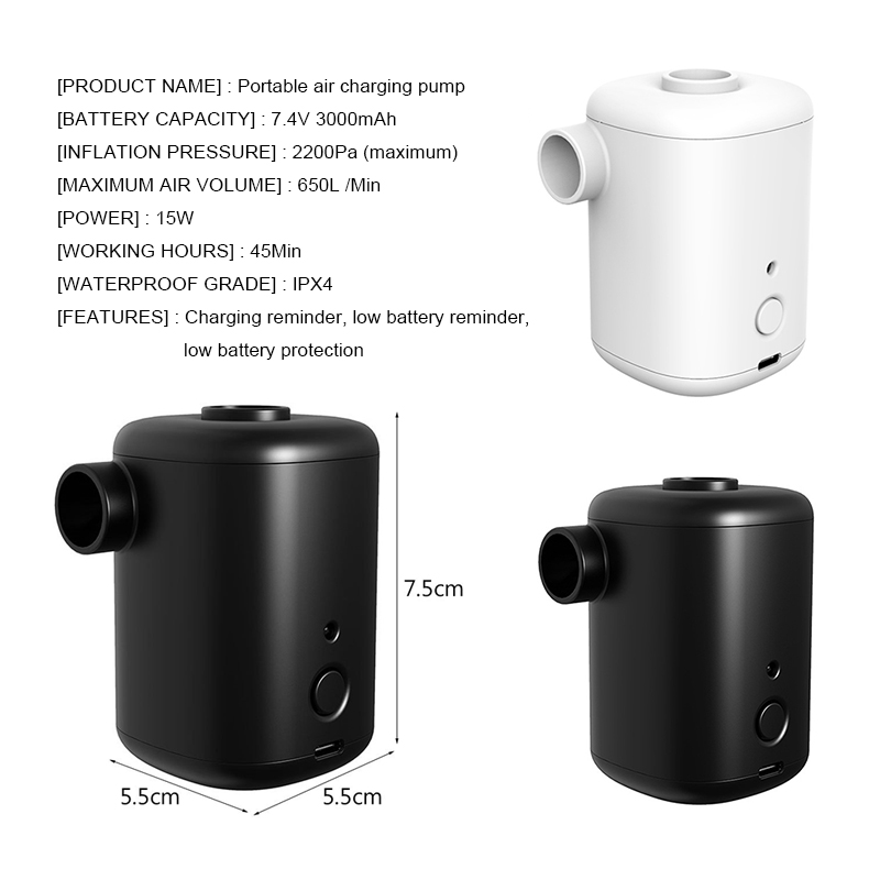 Electric Pump inflate/deflate Rechargeable Inflatable Pump portable air ...