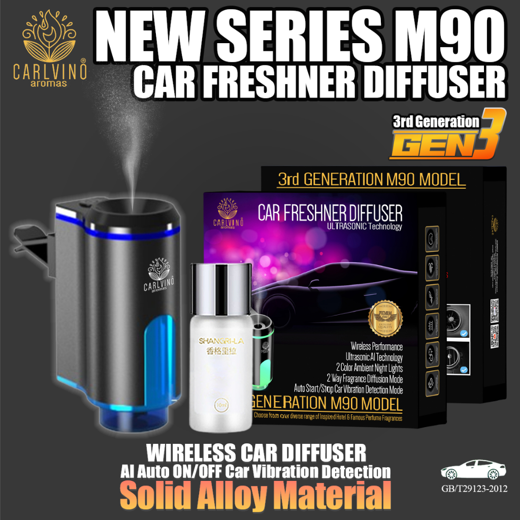 CAR DIFFUSER CAR FRESHNESS NEW M90 (3rd GEN) SET WITH FREE AROMA OIL ...