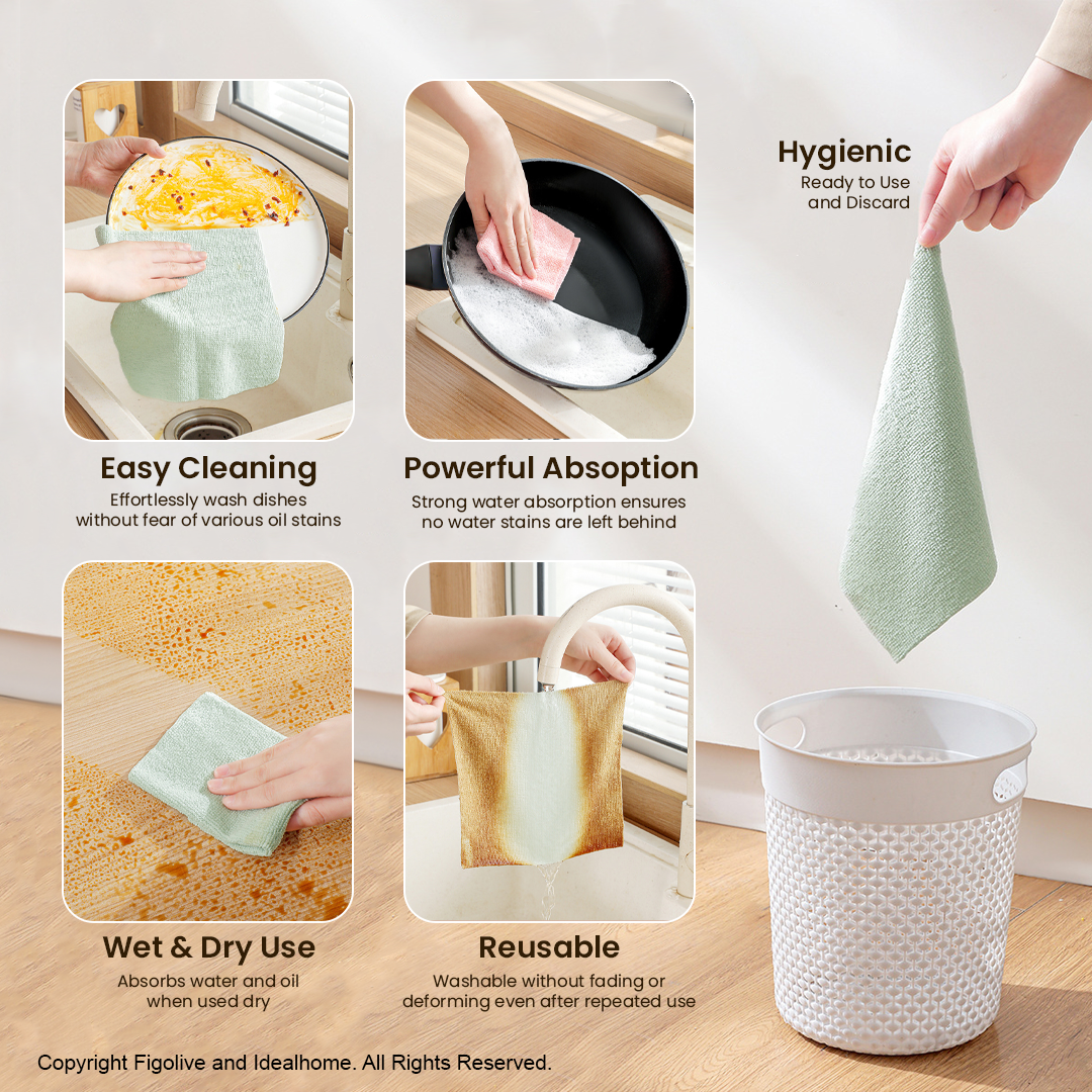 Premium 20pcs/box Microfiber Cloth Micro Fiber Kitchen Towel Wipes Soft ...