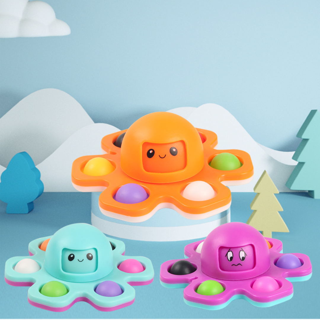 3in1 Finger Spinner Toys Gyro Push Bubble Pop Change Face For Children ...