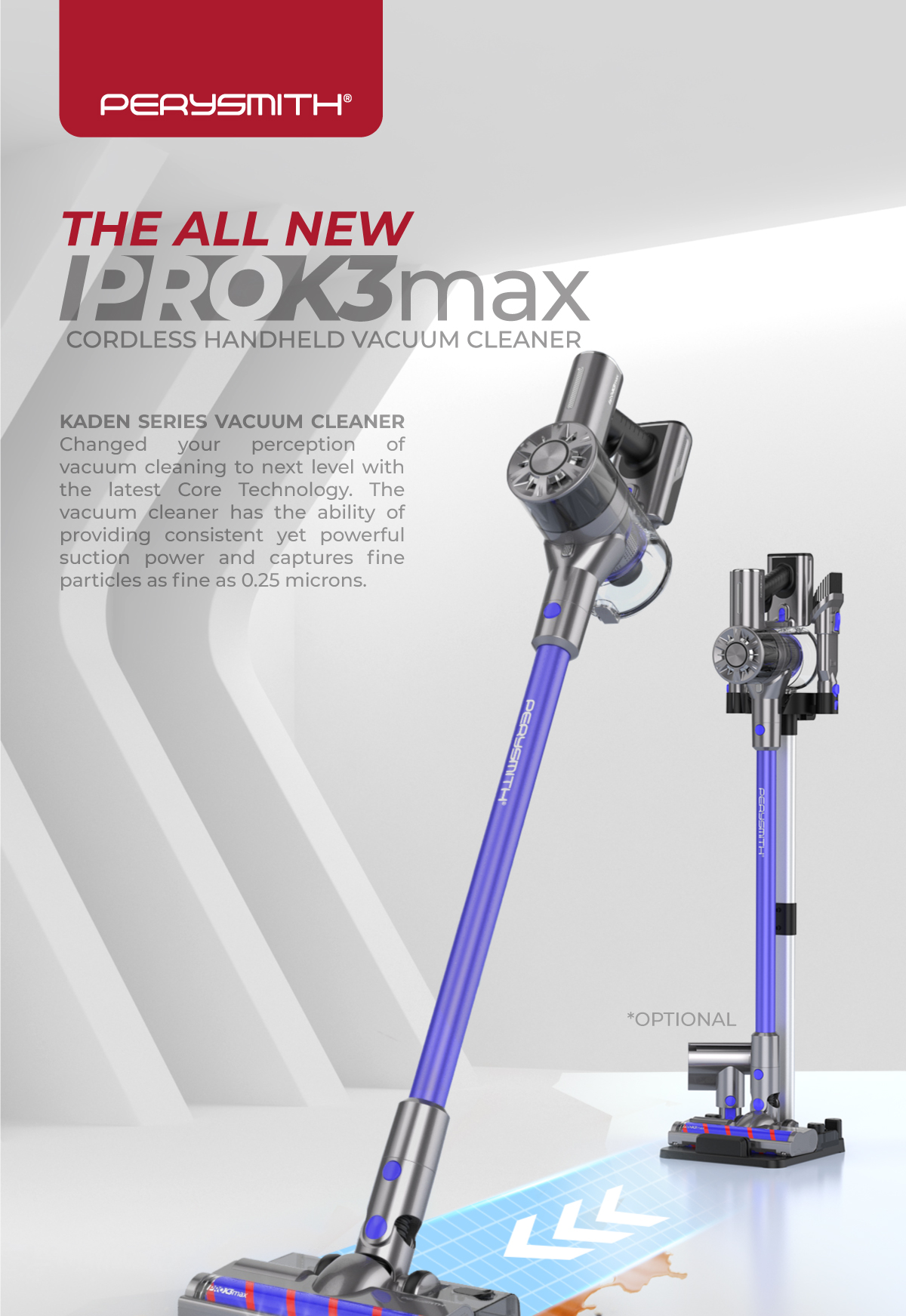PerySmith K2 Max Cordless Vacuum Cleaner Kaden Series | Brush Head with ...