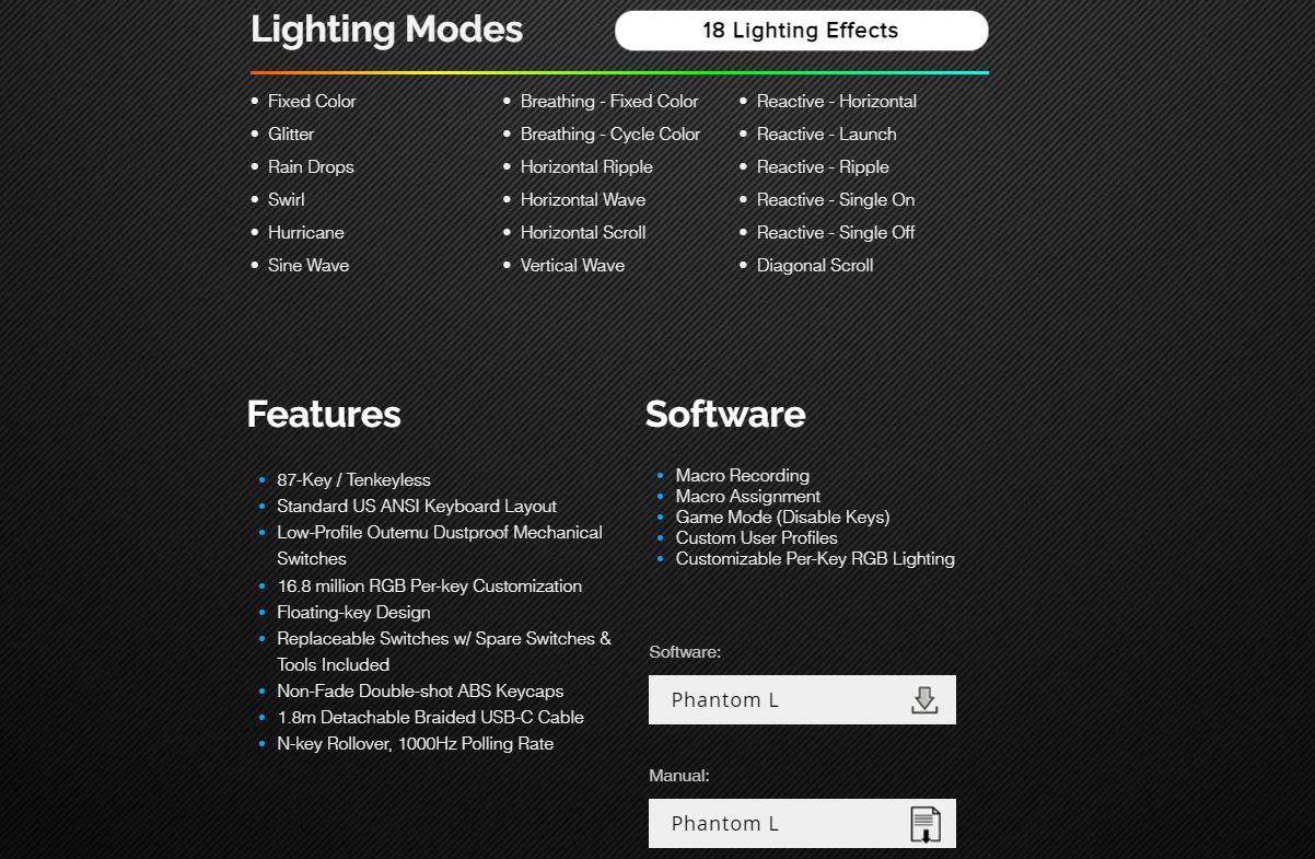 [PROMO] Tecware Phantom L, Low Profile RGB Mechanical Keyboard 87 (3 ...