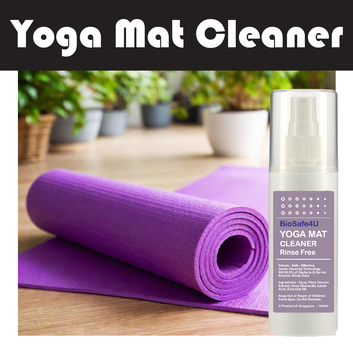 BioSafe4U, Yoga Mat Cleaner, Baby Mat, Car Seat, Lift Stain, Remove ...