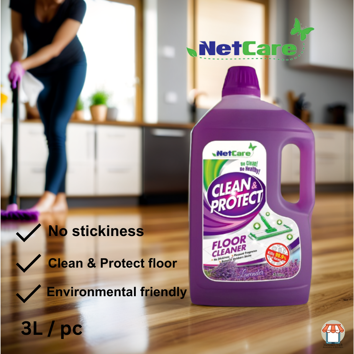 NETCARE CLEAN & PROTECT Floor Cleaner 3L KILLS 99.9% OF GERMS ( 3pcs, 5 ...