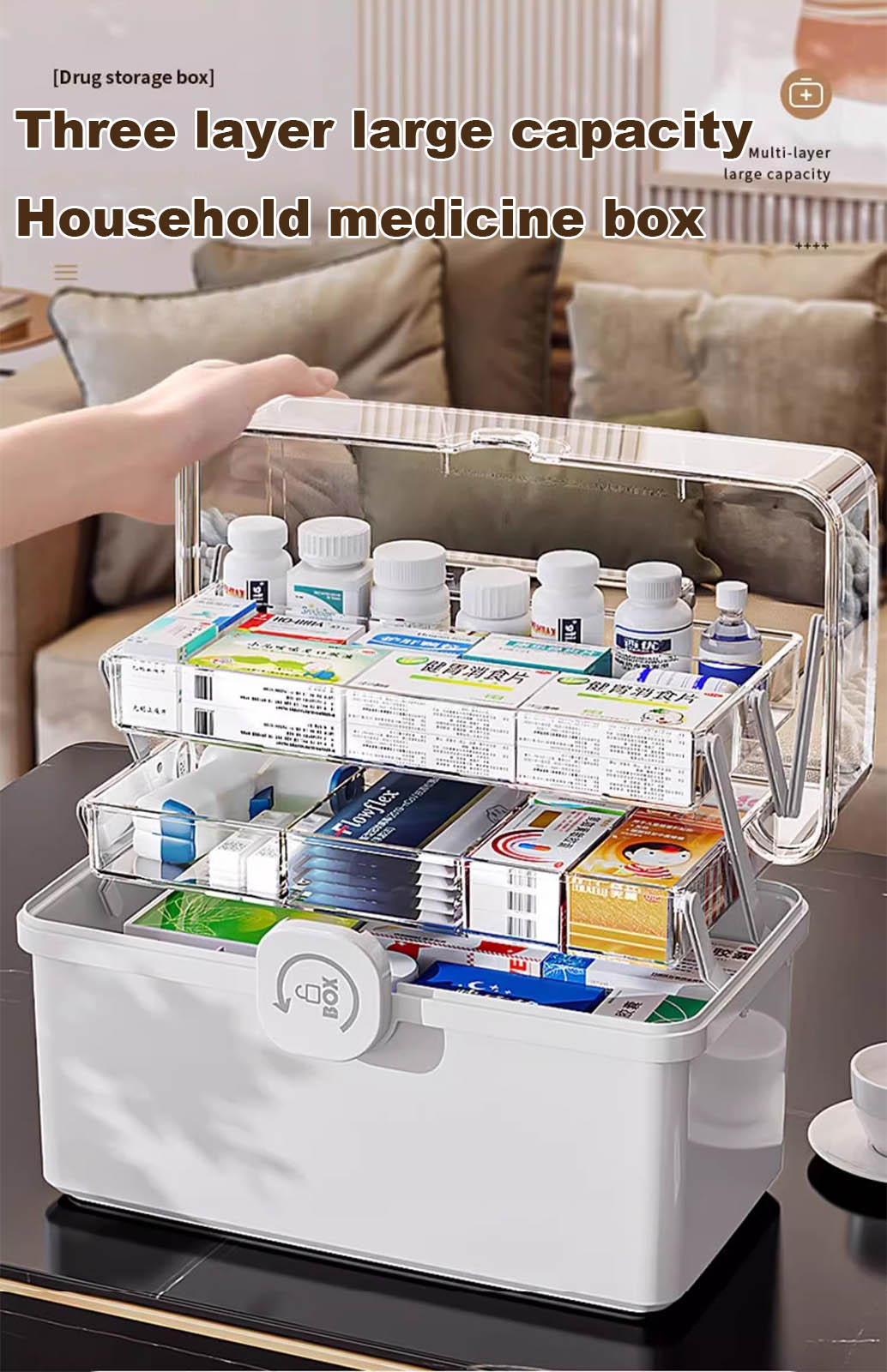 Multi-Layer Medicine Box Portable Pill Case Storage Box First Aid Box ...