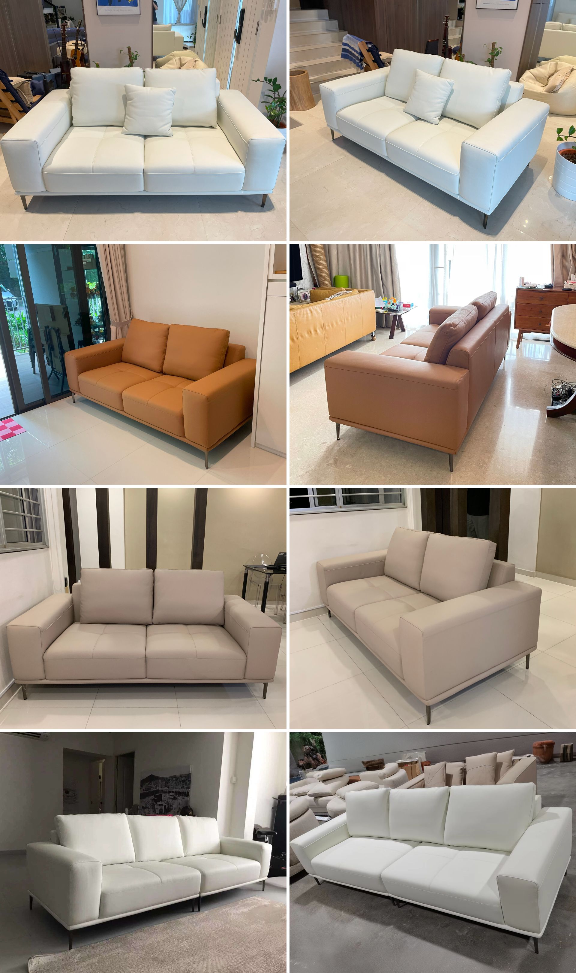 Cozylant Calm Half Leather Sofa / 3 Seater Sofa / 2 Seater Sofa / White ...