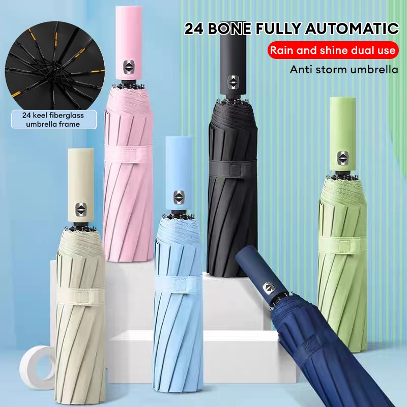 [SG Seller] 🌤🌧Quality Umbrella Automatic 24 Ribs Umbrella Anti UV Large ...