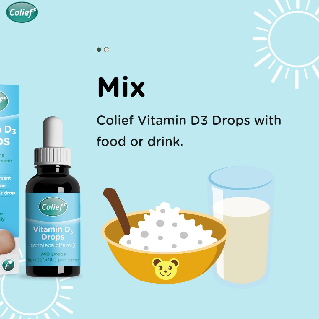 Colief Vitamin D3 Drops 200IU 20ml Baby Kids Children Adult Bone Growth ...
