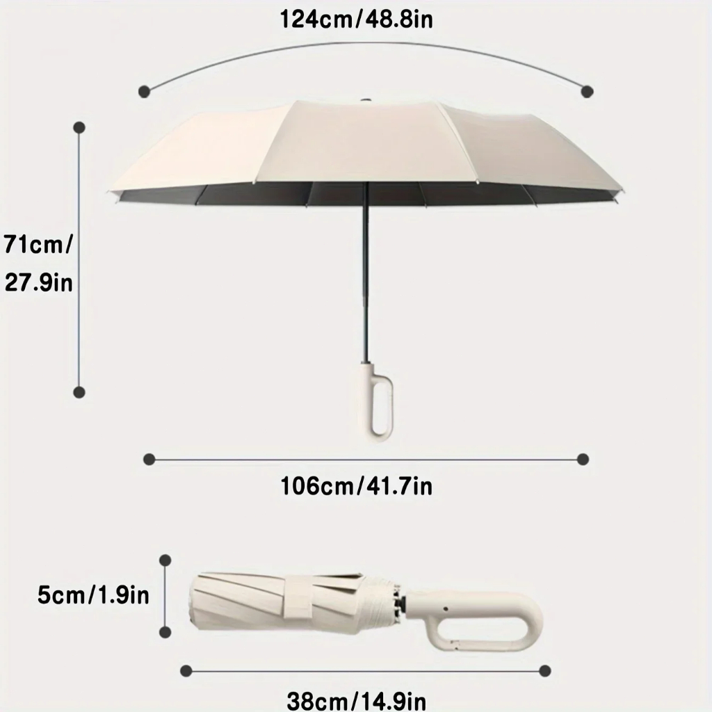 SG in Stock Portable Umbrellas 126CM Automatic Folding Umbrellas Buckle ...