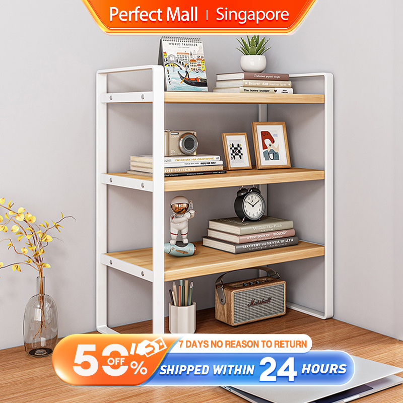 PM Desktop Rack Desktop Simple Multi-layer Book Shelf Office Desk Shelf ...