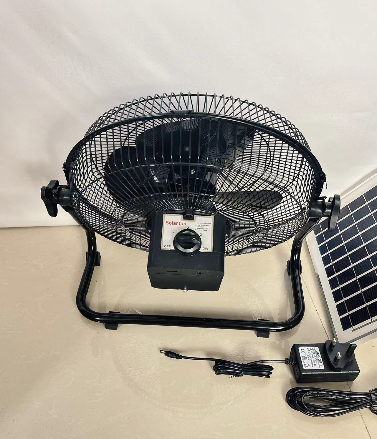 Solar Floor Fan 12 Inch 3 Speed OutDoor Camping Home Rechargeable ...