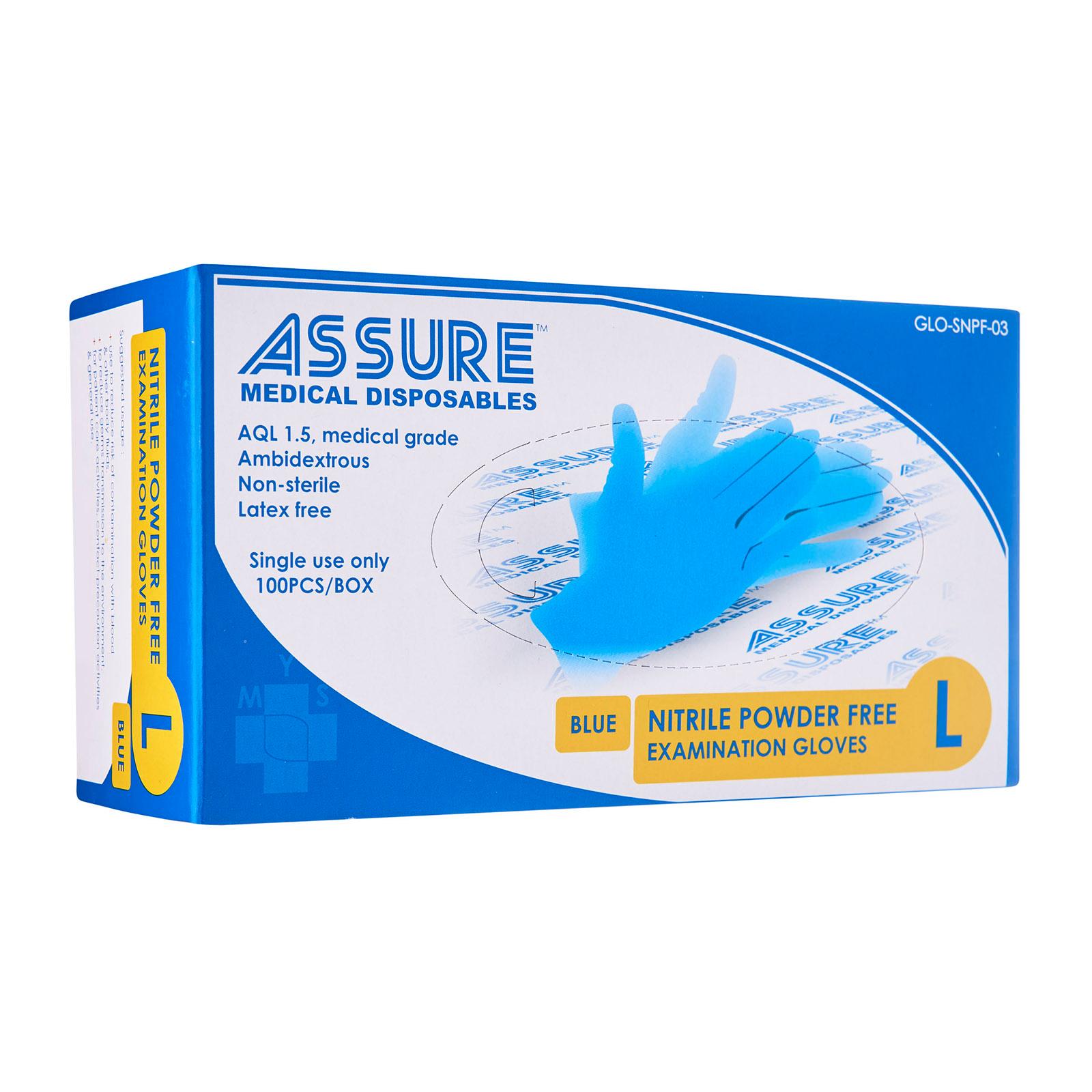 ASSURE Medical Disposable Nitrile Powder Free Examination Gloves Blue ...
