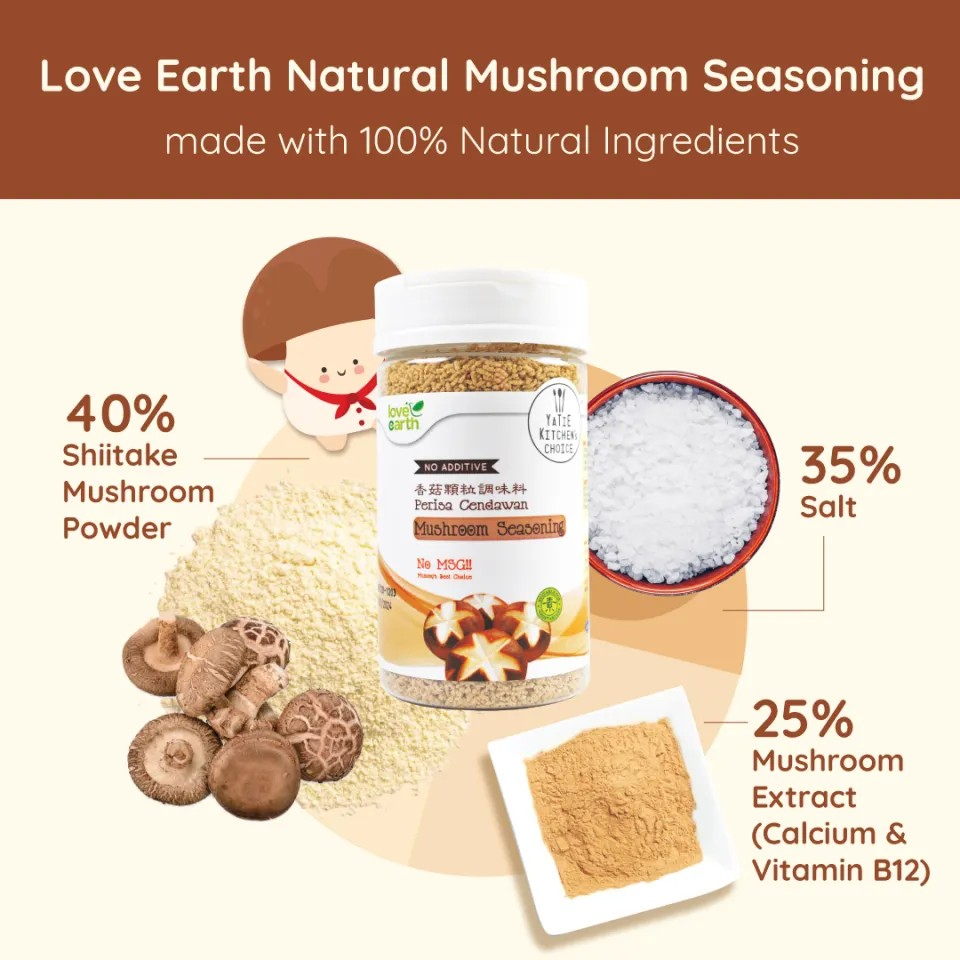 Love Earth Natural Mushroom Seasoning / Aloe Vera Seasoning | Vegan, No ...