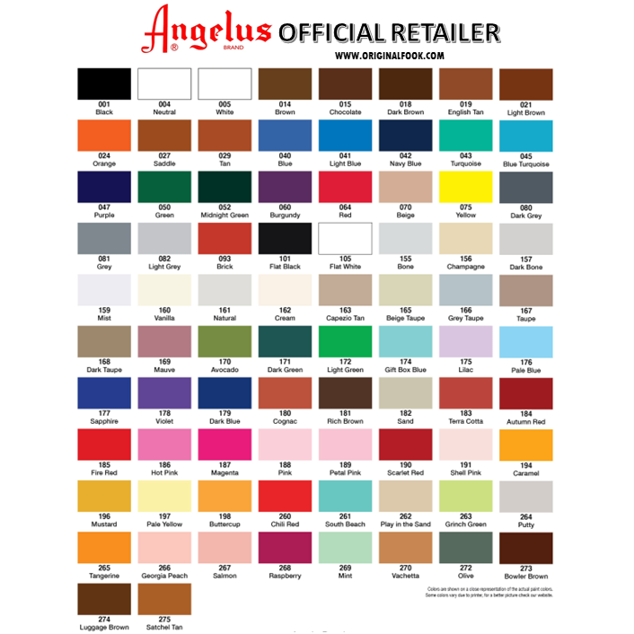 80 colors (S to Z) | Angelus Acrylic Leather Paint | List 4/4 | Shopee ...