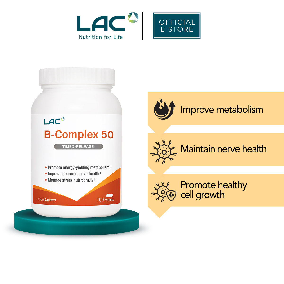 [LAC VITAMINS] B-Complex 50 Timed-Release (100 caplets) | Shopee Singapore