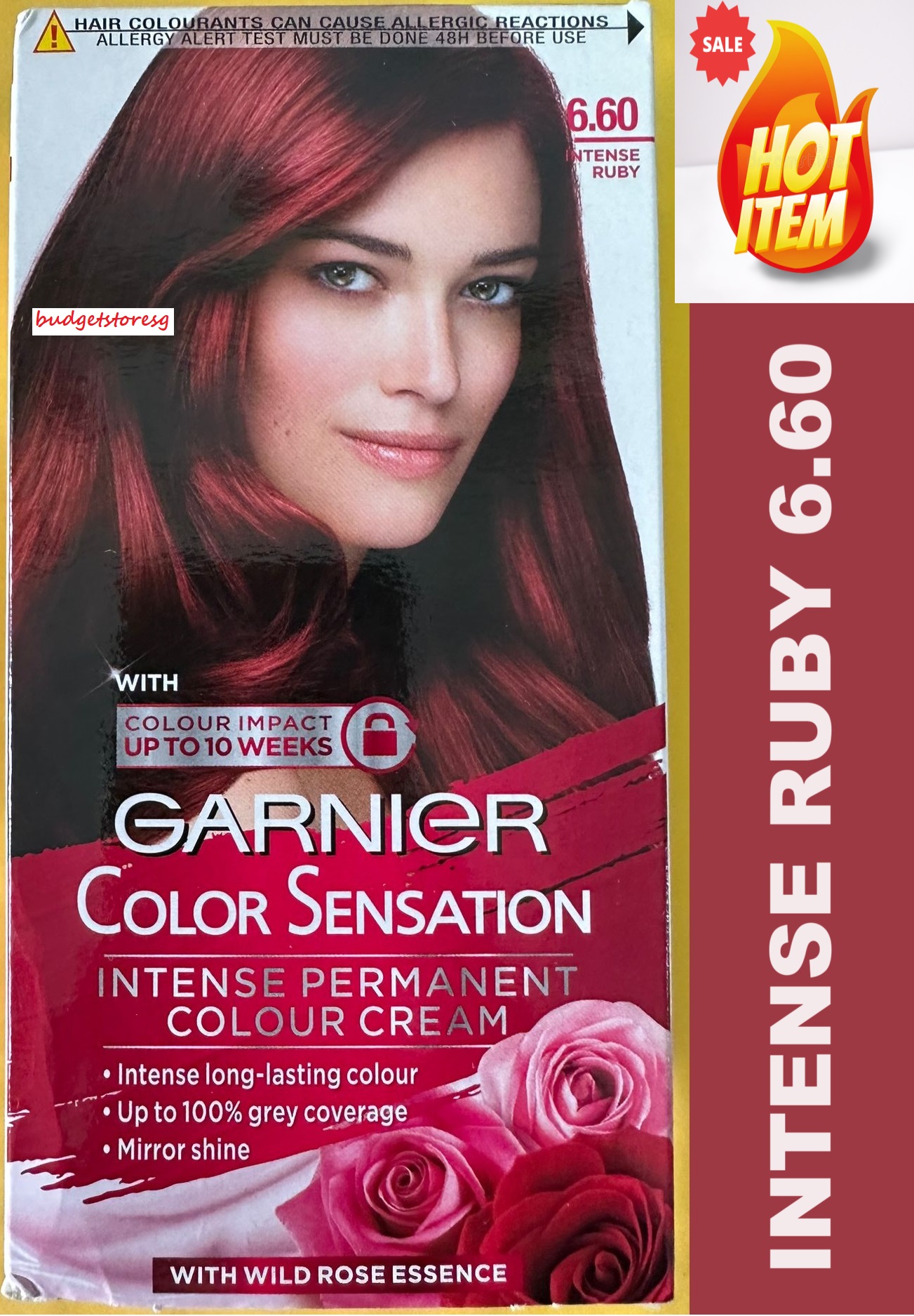 Garnier Hair Color Sensation Red Hair Dye Permanent 6.60 Intense Ruby ...