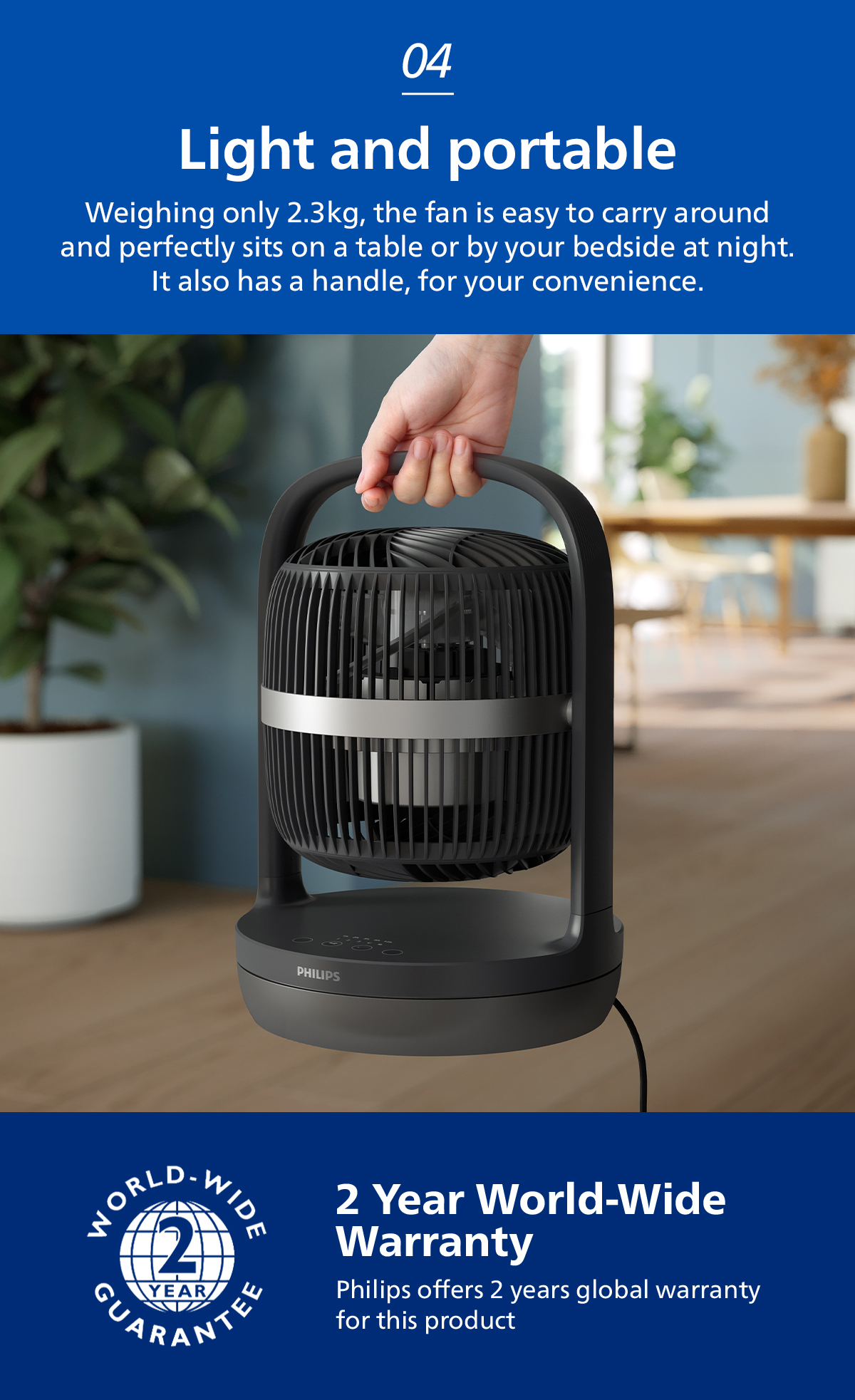 (NEW) (EXCLUSIVE) PHILIPS Table Fan 3000 Series - CX3050/01, Powerful ...