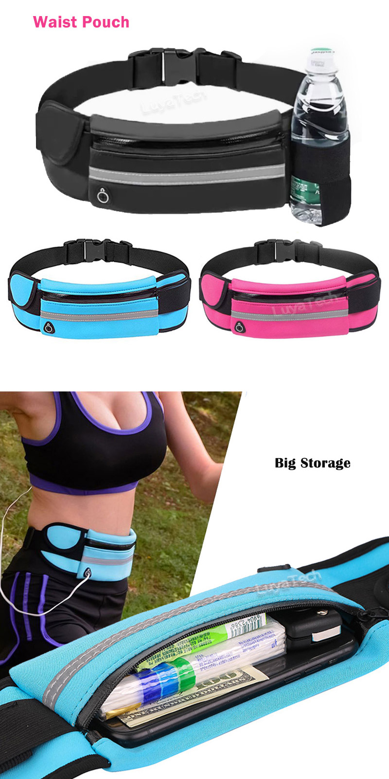 Running Belt Waist Pack 🇸🇬 Water Resistant Runners Belt Fanny Pack ...
