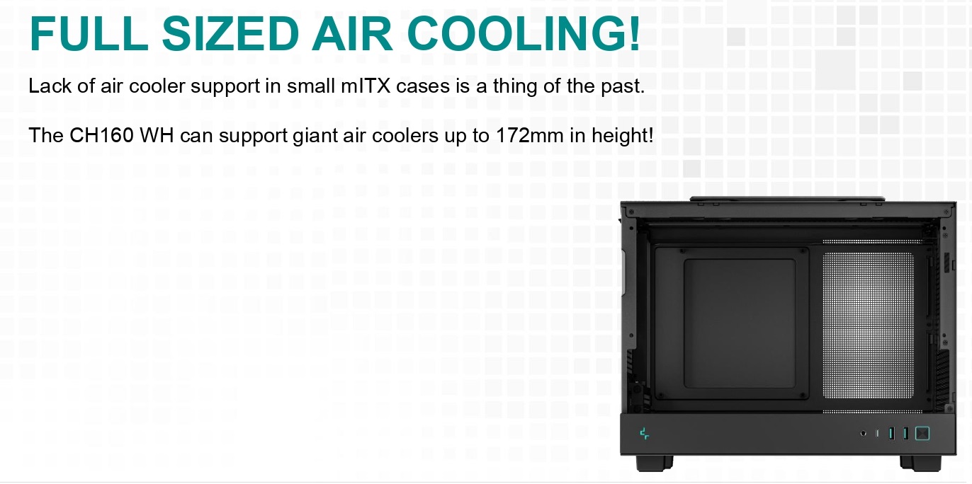 DEEPCOOL CH160 Ultra-Portable Tempered Glass Mini-ITX Case, Black ...