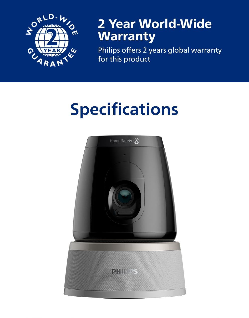 PHILIPS Home Safety Indoor 360° Camera with Privacy Shutter 5000 Series ...