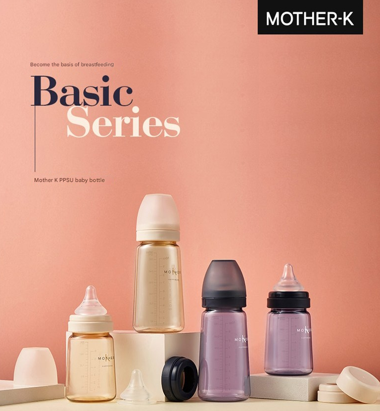 Mother-K Basic PPSU 180ml Bottle + Nipple x 2 Set (2 Colors) / Korea ...