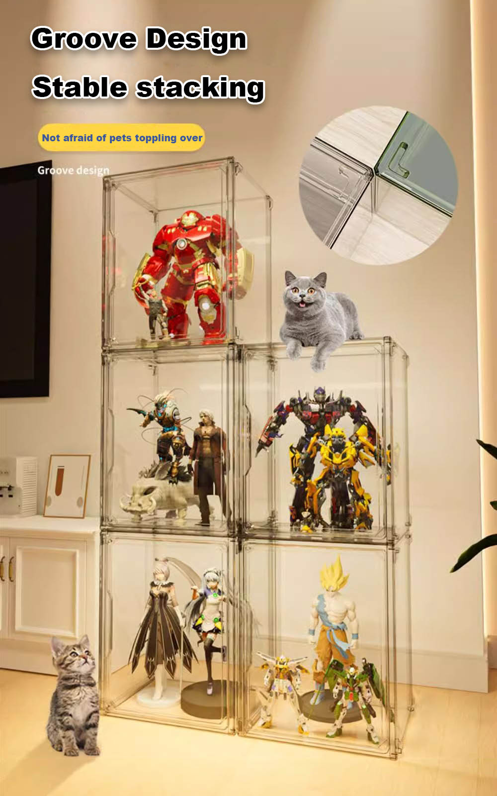 Full Clear Acrylic Popmart Display Box Transparent Storage Box ...