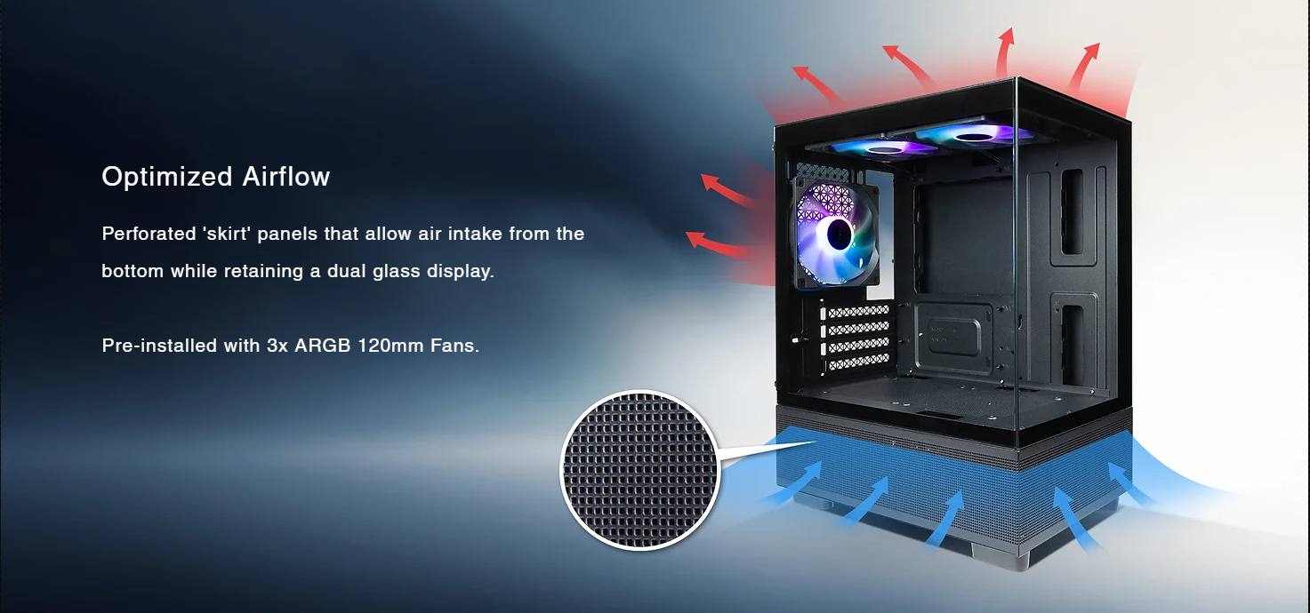 TECWARE INFINITY M2 ARGB OMNI LINK DUAL TEMPERED GLASS MATX CASE - 3x ...