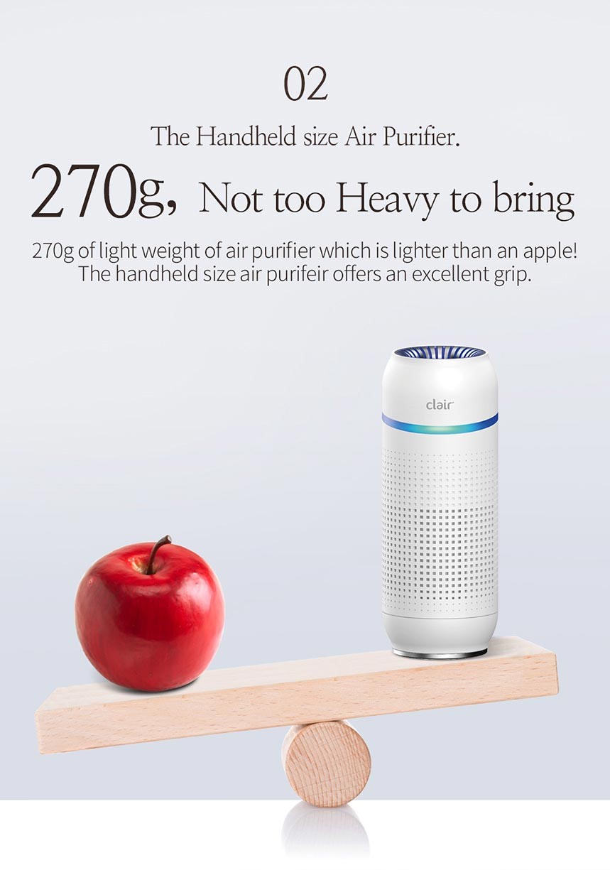 [CLAIR] B3S Portable, Rechargeable Air Purifier with UV LED Sterilizer ...