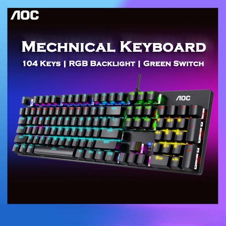 AOC RGB Mechanical Gaming Keyboard | Custom LED Backlit Keys | Wired ...