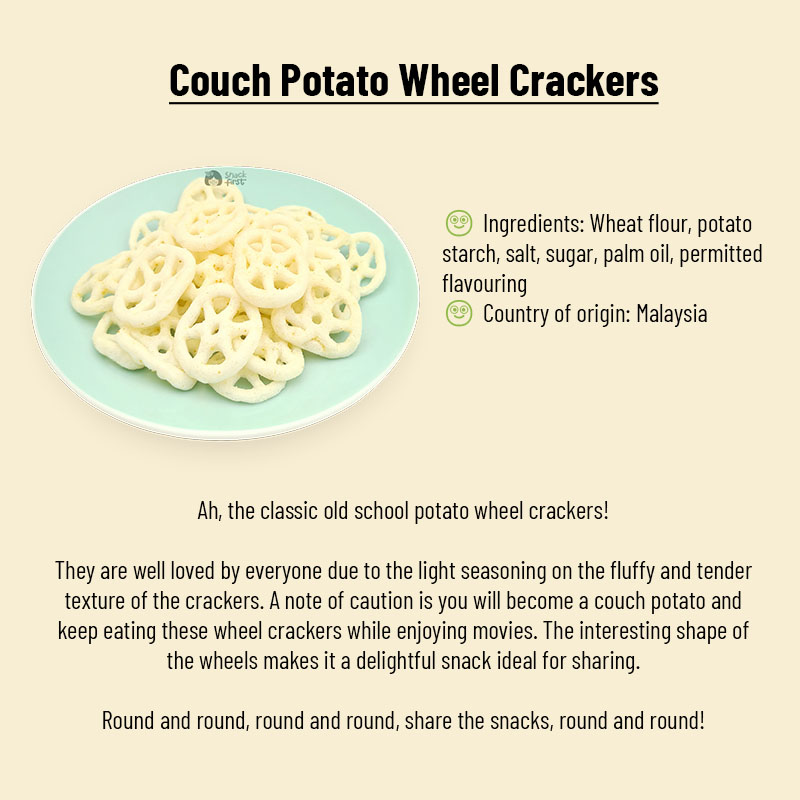 SnackFirst Couch Potato Wheel Crackers 80g Old School Snacks Biscuits ...