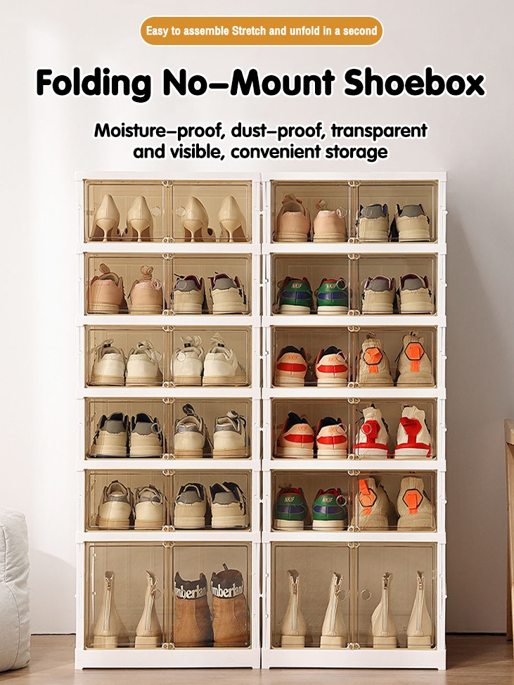 【TOP ONE】Foldable shoe rack shoe box Multi-functional transparent ...