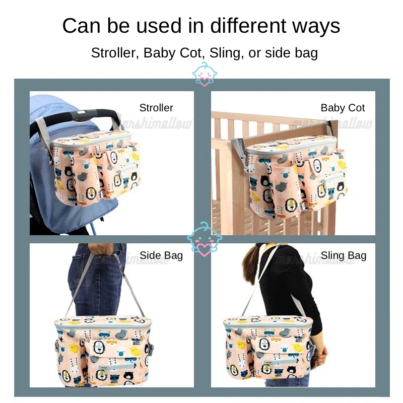 🇸🇬 Baby Stroller Organiser with Side Pocket Pram Hanging Organizer ...