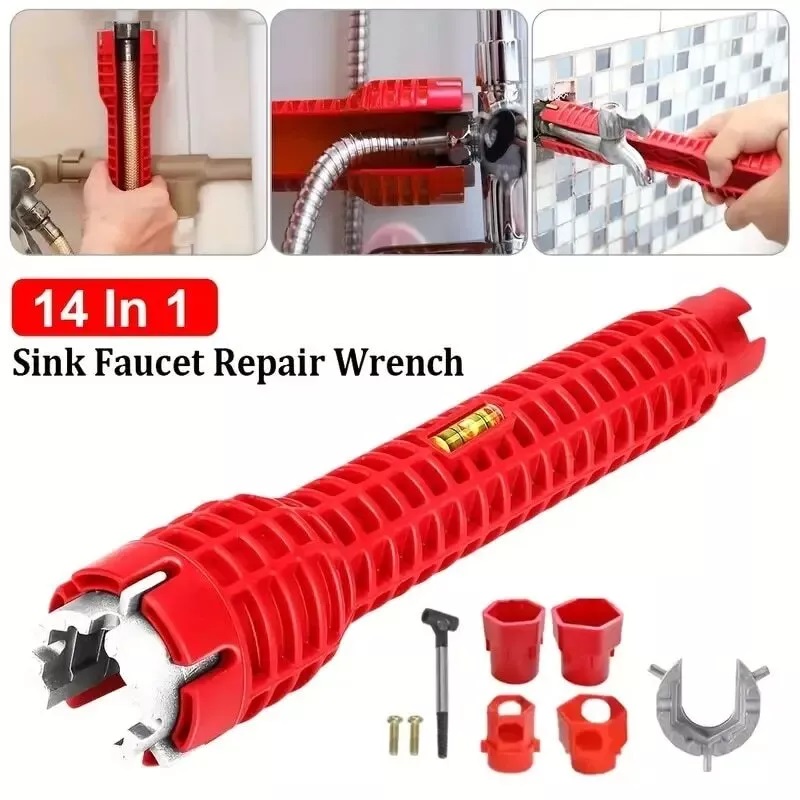 14 In 1 Faucet Sink Wrench Pipe Wrenches Faucet Sink Installer Kit for ...