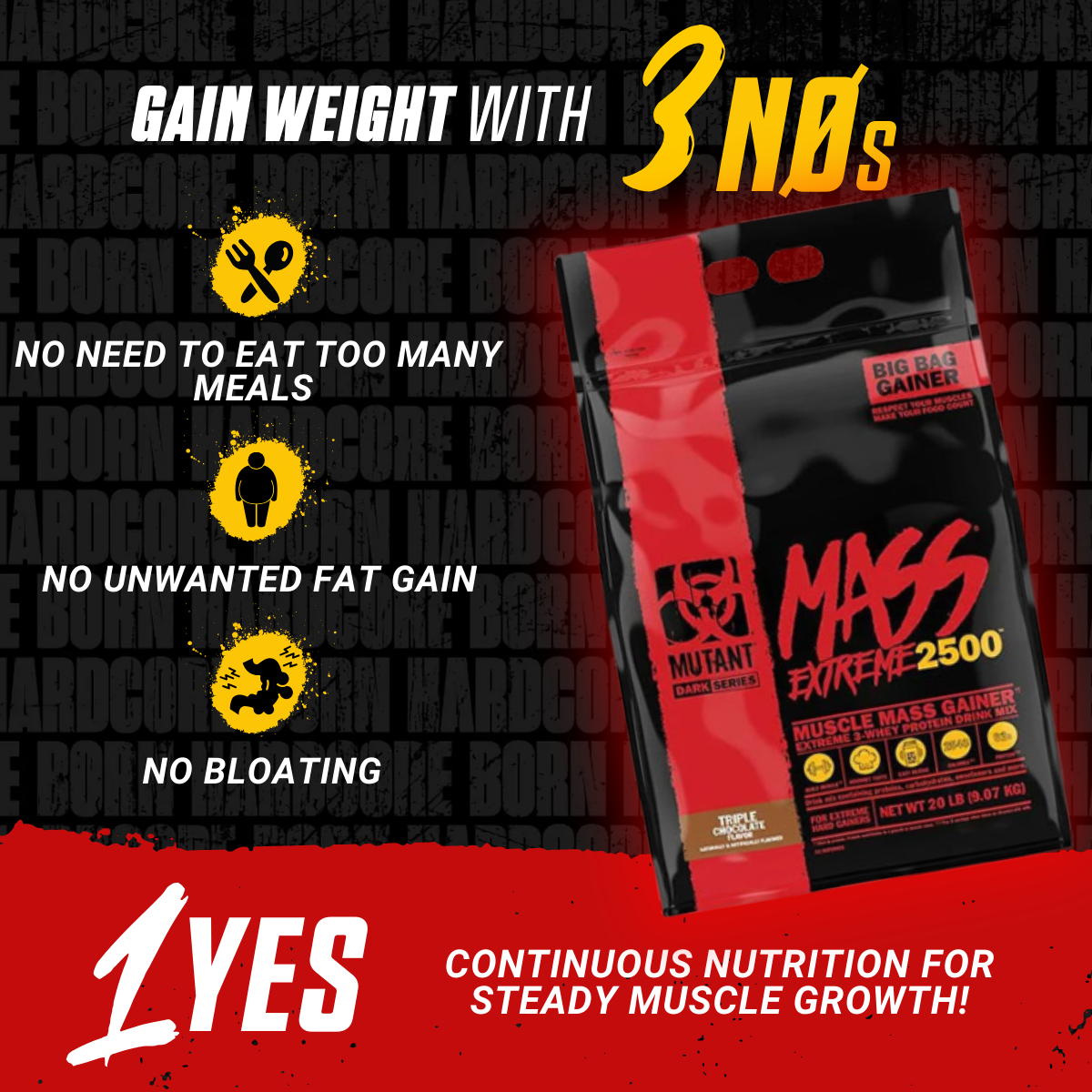 Mutant MASS EXTREME 2500, Muscle Mass Gainer, Whey Protein with high calories for extreme hard ...